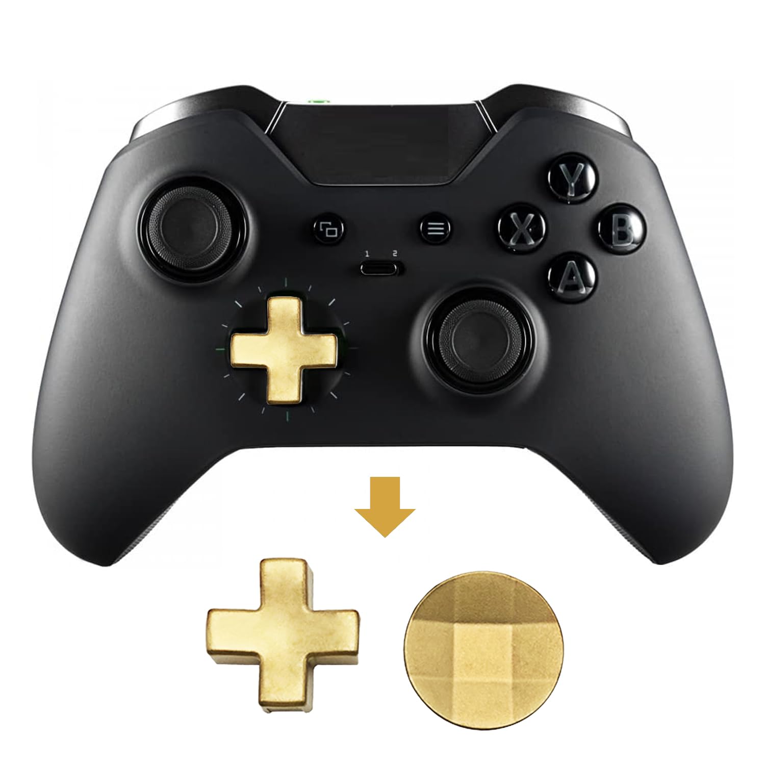Easegmer Plating Elite Series 2 Kits - 13 in 1 Metal Swap Thumbsticks Joysticks, Trigger Paddles, D-pads with Tool for Xbox Elite Controller Series 2 Model 1797, Elite Series 2 Core Controller (Gold)
