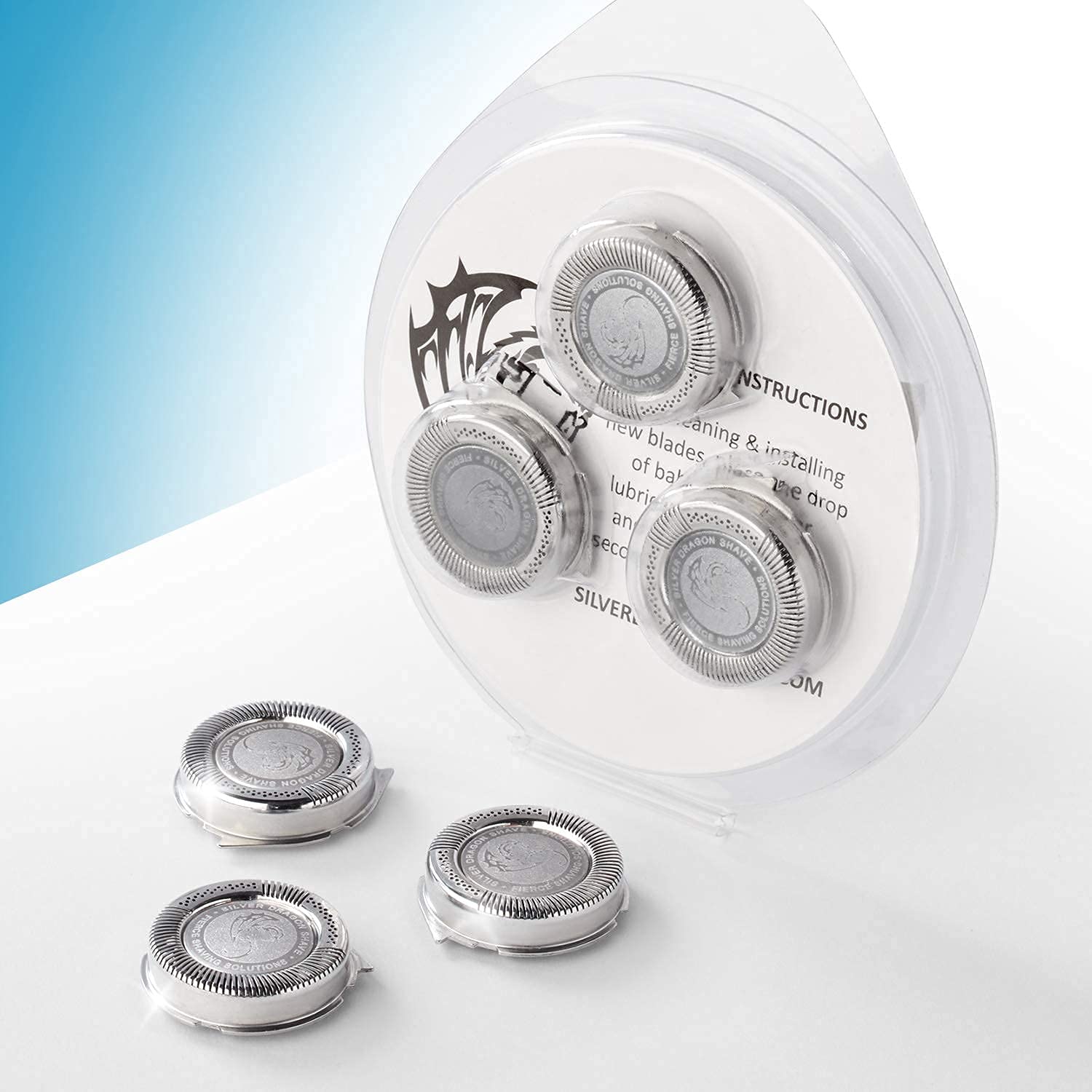 Silver Dragon Shave HQ8 Norelco Replacement Heads β HQ8/52 Blades Compatible with Philips Norelco Series 7100, 7200, 7300, 7700, 7800, 8800, PT/AT700, PT/AT800 & Aquatec Electric Shavers, Pack of 3