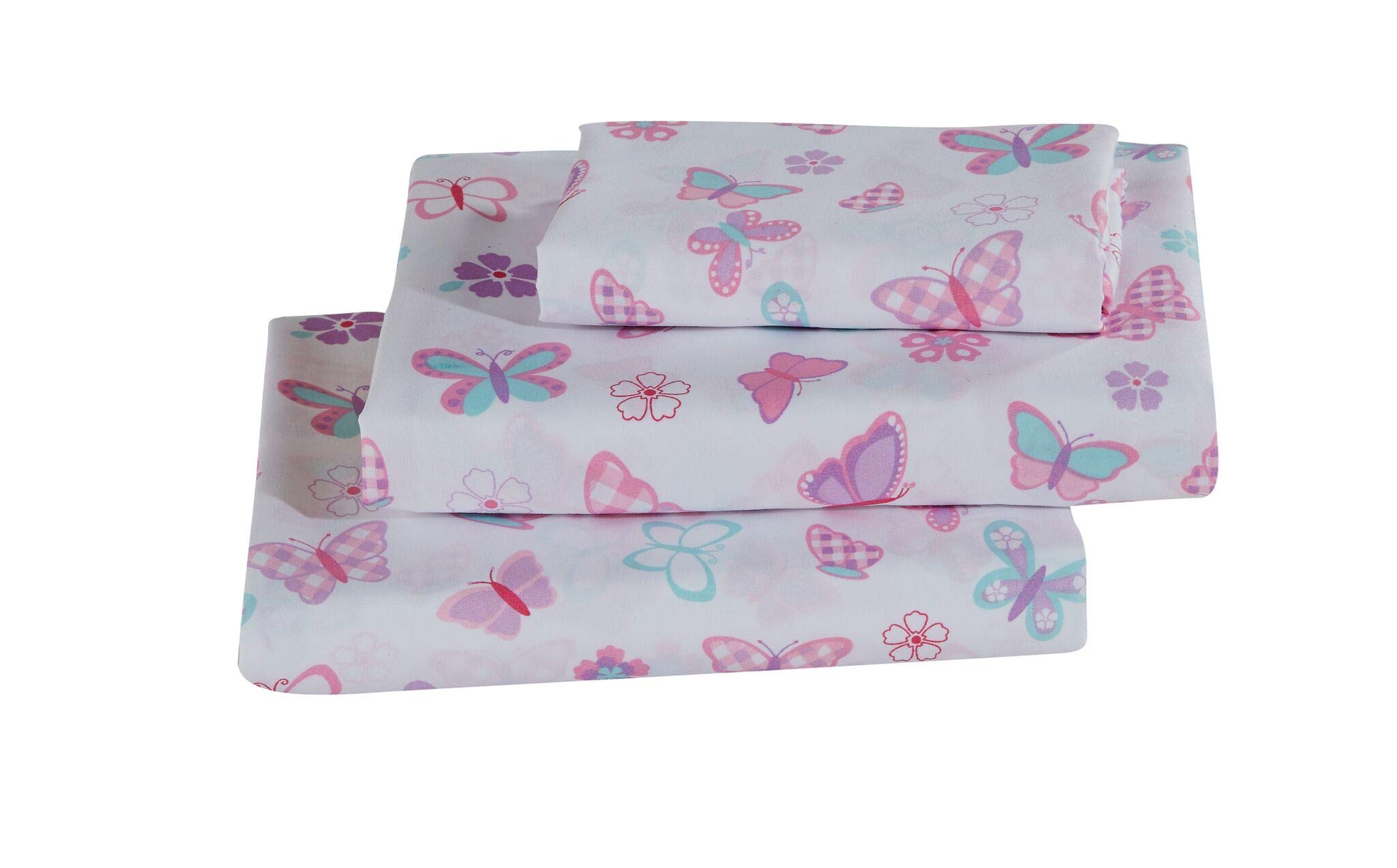Better Home Style Butterflies Butterfly Floral Flowers Pink Purple Turquoise Girls/Kids/Teens 4 Piece Sheet Set with Pillowcases Flat and Fitted Sheets Set # Tree Butterfly (Full)