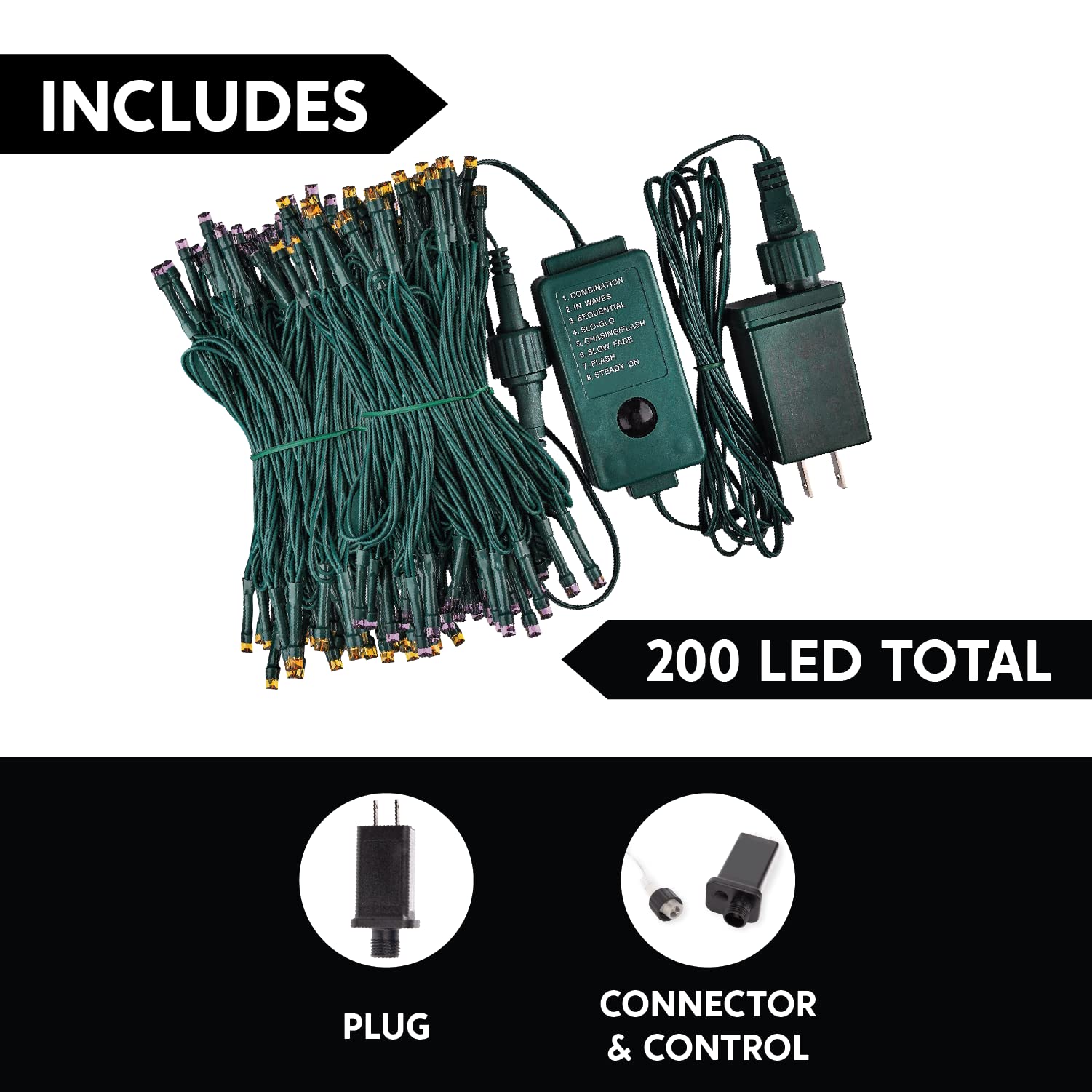 Joiedomi 300 LED Orange & Purple Halloween String Lights with 8 Modes 98.1FT Green Wire for Indoor Outdoor Holiday Décor Halloween Event Decoration, Tree, Eaves, Haunted House Theme Party