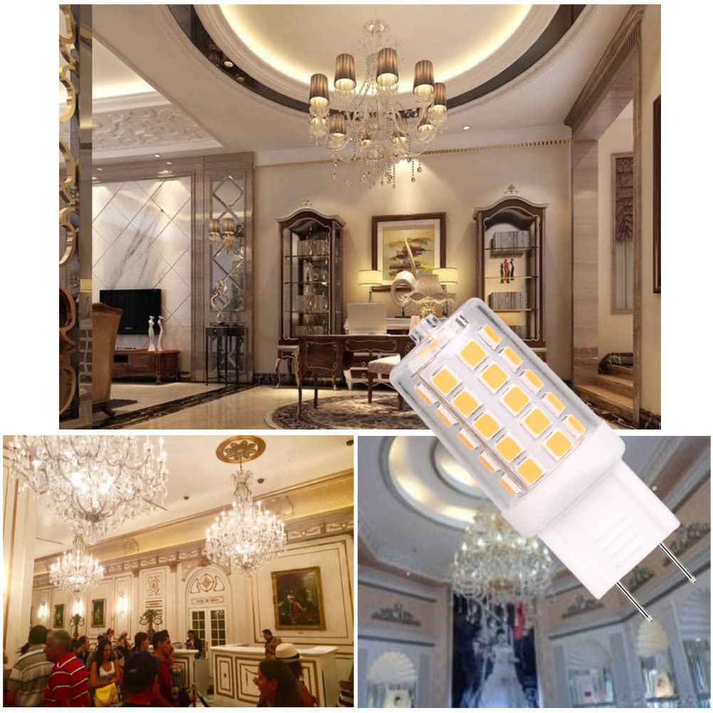 BAOMING G8 LED Bulb Dimmable 4W, 35 Watt T4 G8 Halogen Equivalent, 2700K Soft Warm White, 120V No-Flicker, Chandelier Lighting 450LM (5 Pack)