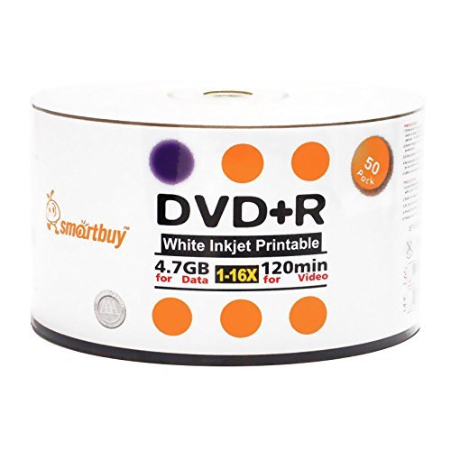 Smart Buy 1000 Pack DVD+R 4.7gb 16x White Printable Inkjet Blank Media Record Disc, 1000 Disc 1000pk