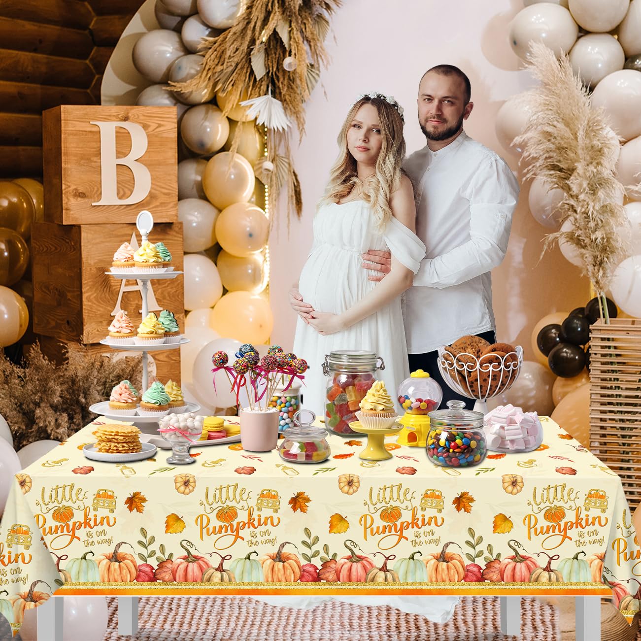 Little Pumpkin Baby Shower Decorations 3Pcs Little Pumpkin is On The Way Tablecloths Fall Theme Disposable Plastic Rectangle Table Covers for Autumn Thanksgiving Boy Girl Baby Shower Party Supplies