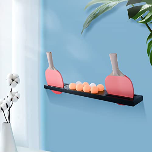 Baoz Ping Pong Paddle Storage Rack Wall Mounted Table Tennis Racket Display Rack for 6 Paddles and 8 Balls Storage in Game Room,Bar Room,Home, Office Break Room Ping Pong Ball Holder