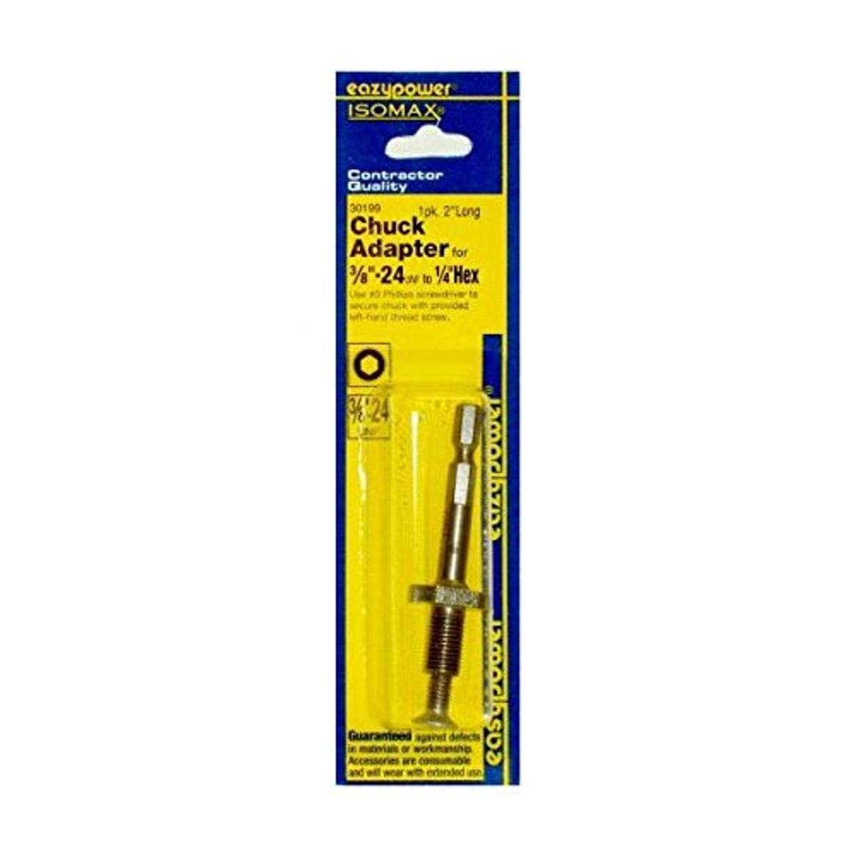 Eazypower 30199 1/4" Hex Shank Chuck Adapter with 3/8"-24 UNF Thread, (1per Pack)