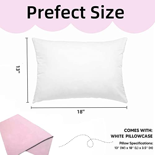 Aisawate Toddler Pillow with Pillowcase - 13X18 Soft Organic Cotton Travel Pillows for Sleeping - Machine Washable - Toddlers, Kids, Child - Perfect for Toddler Cot, Bed Set(Pink)