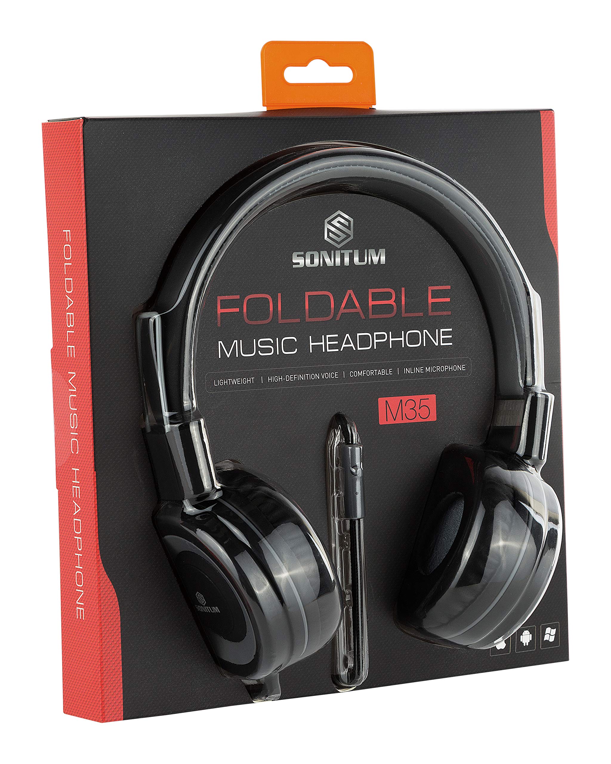 Sonitum Kids Headphones with Microphone, Wired Head Phones with Volume Control for Computer Cellphone, On Ear Headphones for School, Foldable/Adjustable fit Tangle Free 1.5m Cord, 3.5mm Jack