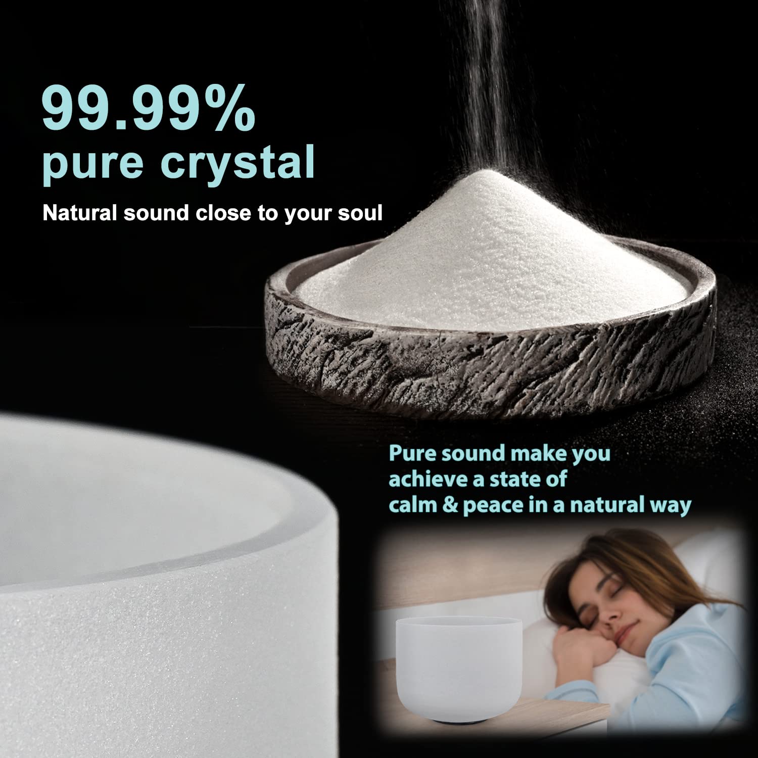 CVNC 432HZ 7-12 Inch Set Of 7 Pcs Frosted Quartz Crystal Singing Bowls With 2 Pcs Carrying Case bag Sound Healing