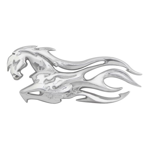 Grand General 90191 Chrome Plastic 'Flamed Horse' Mud Flap Cut-Out Accent