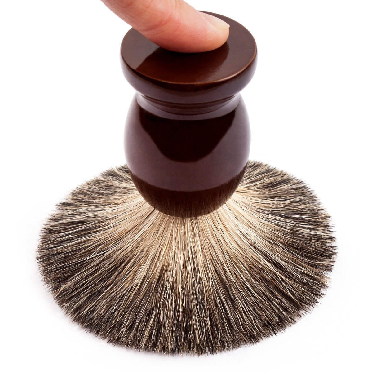 QSHAVE 100% Best Original Pure Badger Hair Shaving Brush Handmade. Real Wood Base. Perfect for Wet Shave, Safety Razor, Double Edge Razor