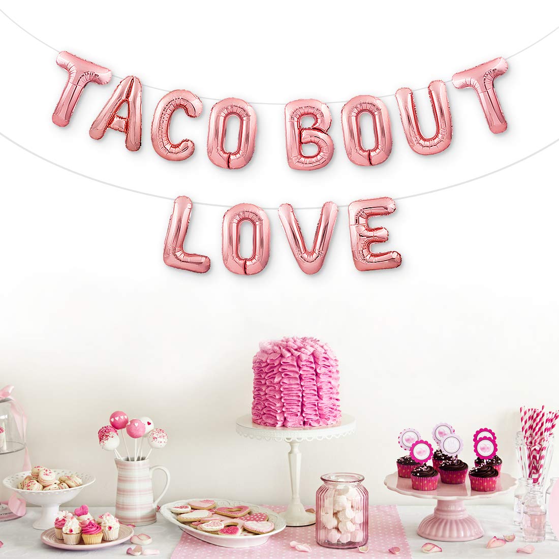 Big TACO BOUT LOVE Balloons Bachelorette Party Decorations Kit - Bridal Shower Party Balloons & Supplies - Hen Party Decorations Set
