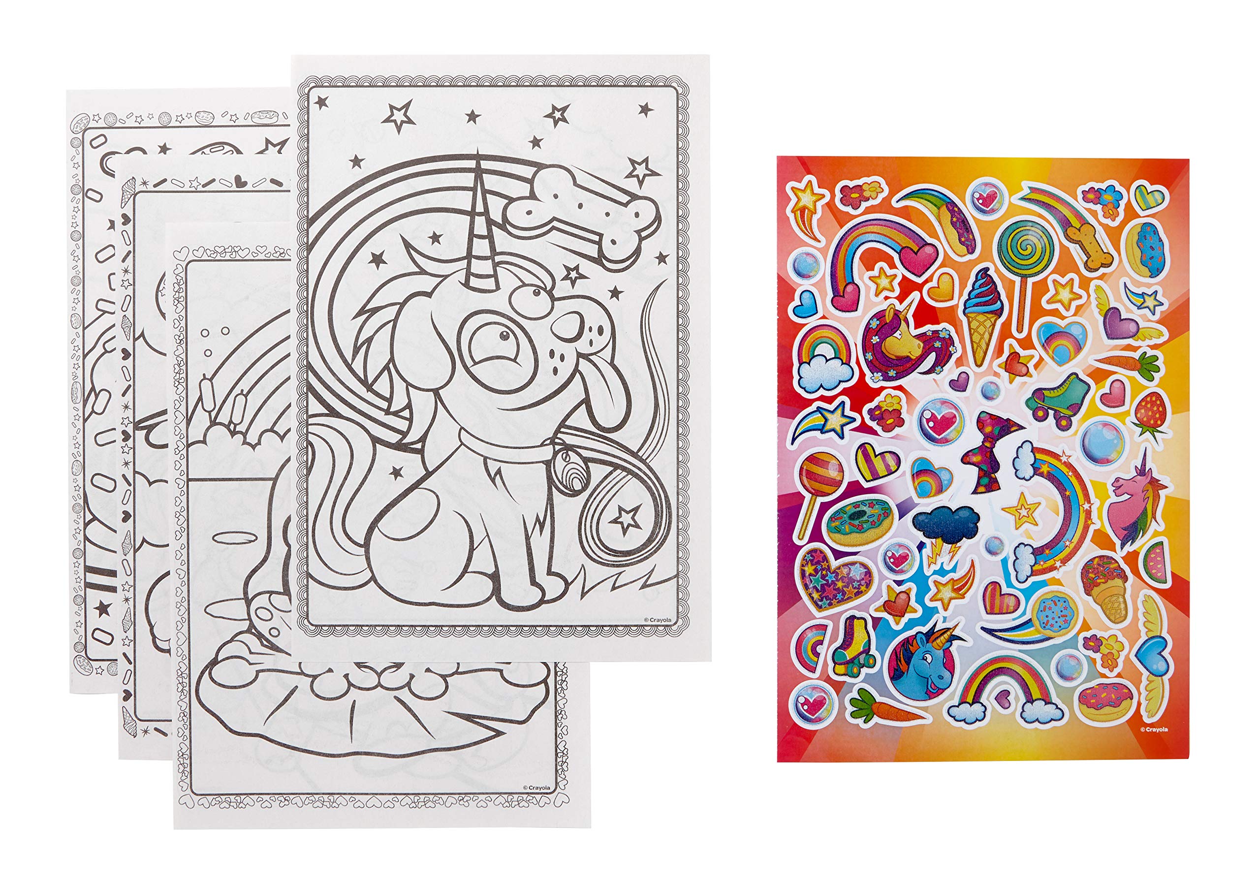 Crayola Uni-Creatures & Cosmic Cats Coloring Book Set - 2 Pack (96pgs), Animal Sticker Sheet, Metallic Crayons & Glitter Crayons