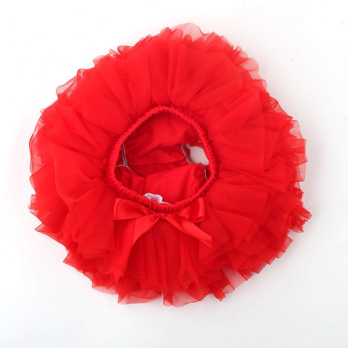 Slowera Baby Girls Fluffy Soft and Smooth Tutu Skirt with Diaper Cover (6-12 Months, Red)
