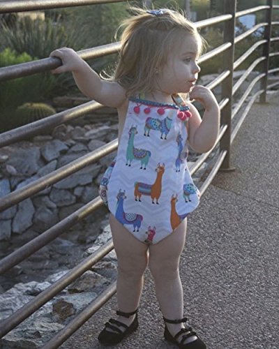 Lamuusaa Newborn Infant Toddler Baby Girls Colourful Alpaca Pattern Tank Tops Summer Bodysuit Romper Jumpsuit (80/6-12M, Multicoloured)
