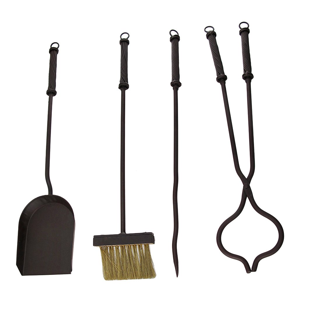 CYOIDAI Rustic Brown Western Star Metal Fireplace Screen and 5 Piece Tool Set