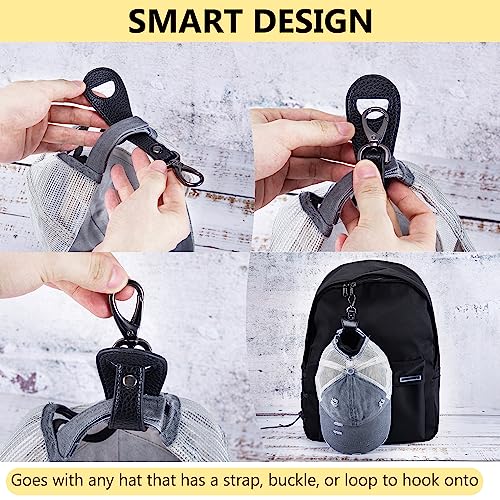 BAREFOOT CARIBOU Hat Clip for Travel, Mouse Ear Holder for Backpack, Bag and Purse, Hands-Free Clip-on Holder Strap for Baseball, Snapback, Ponytail Caps and Mouse Ears(Black)