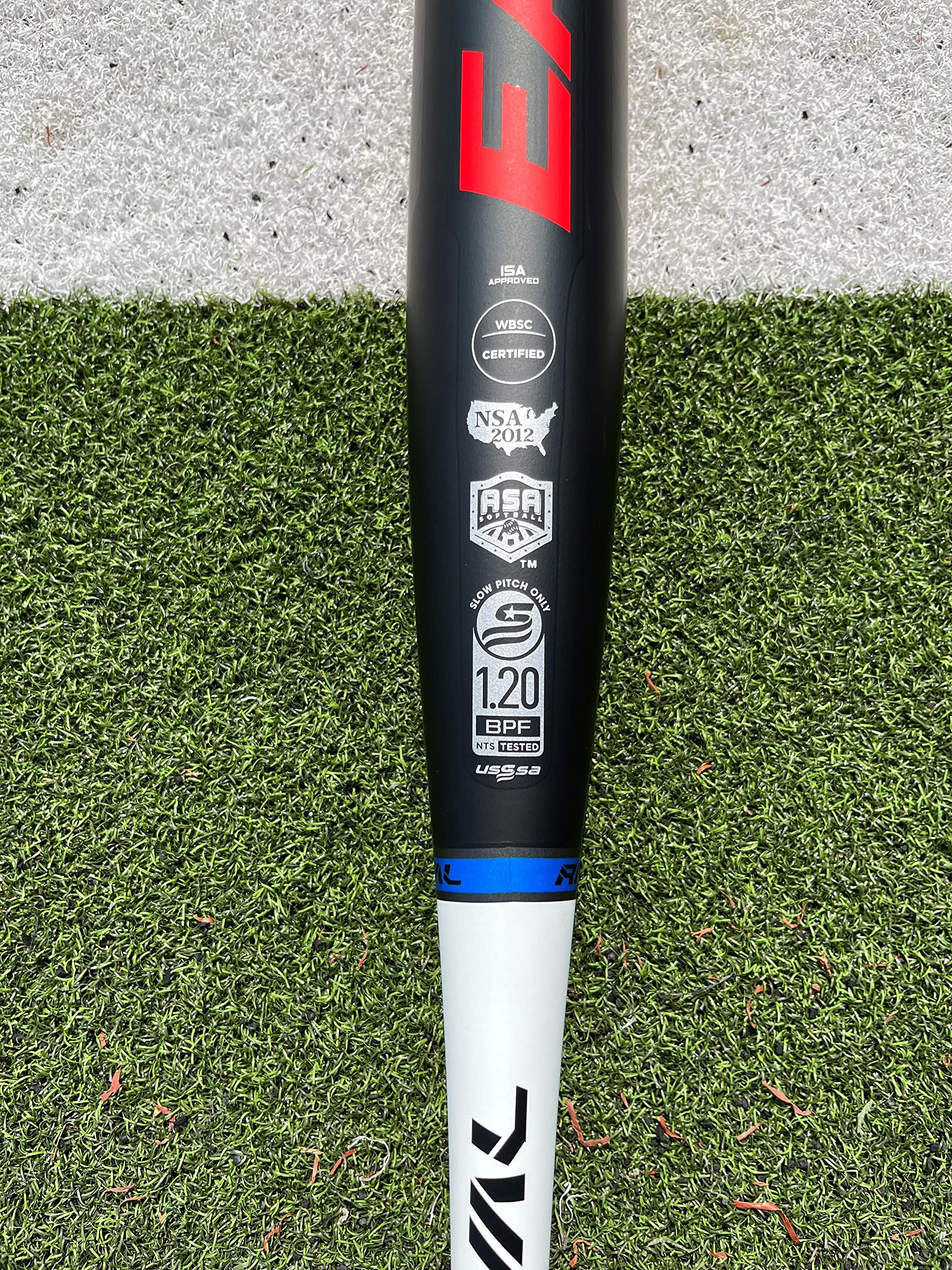 Easton | RIVAL Slowpitch Softball Bat | Approved for Play on All Fields | Loaded | 12" Barrel | 34"x26oz, Black/Blue/Red