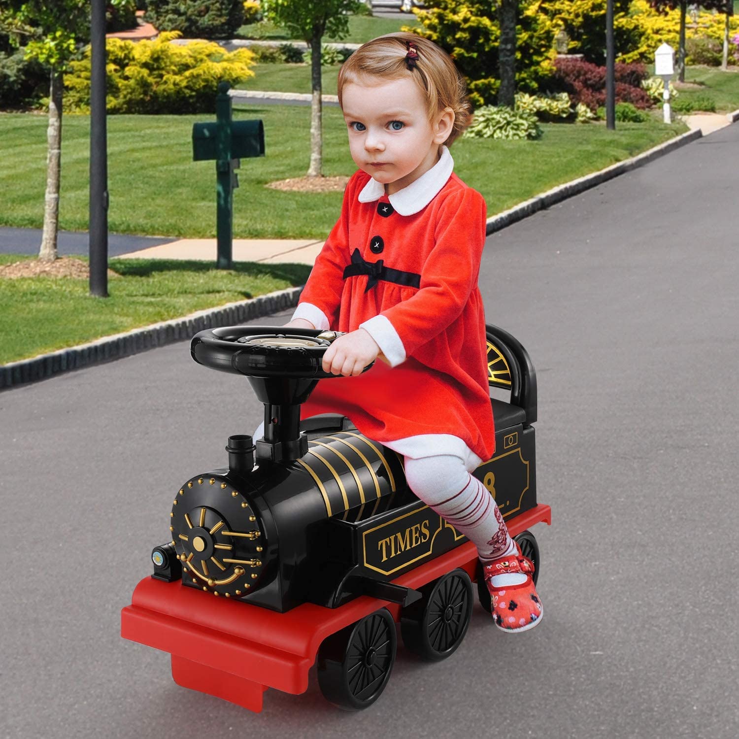 DoxiGlobal 2 in 1 Ride on Train Toys Electric Train Set trackless Cargo Car with Music for Kids Toddler Boys Birthday Gifts (Train)