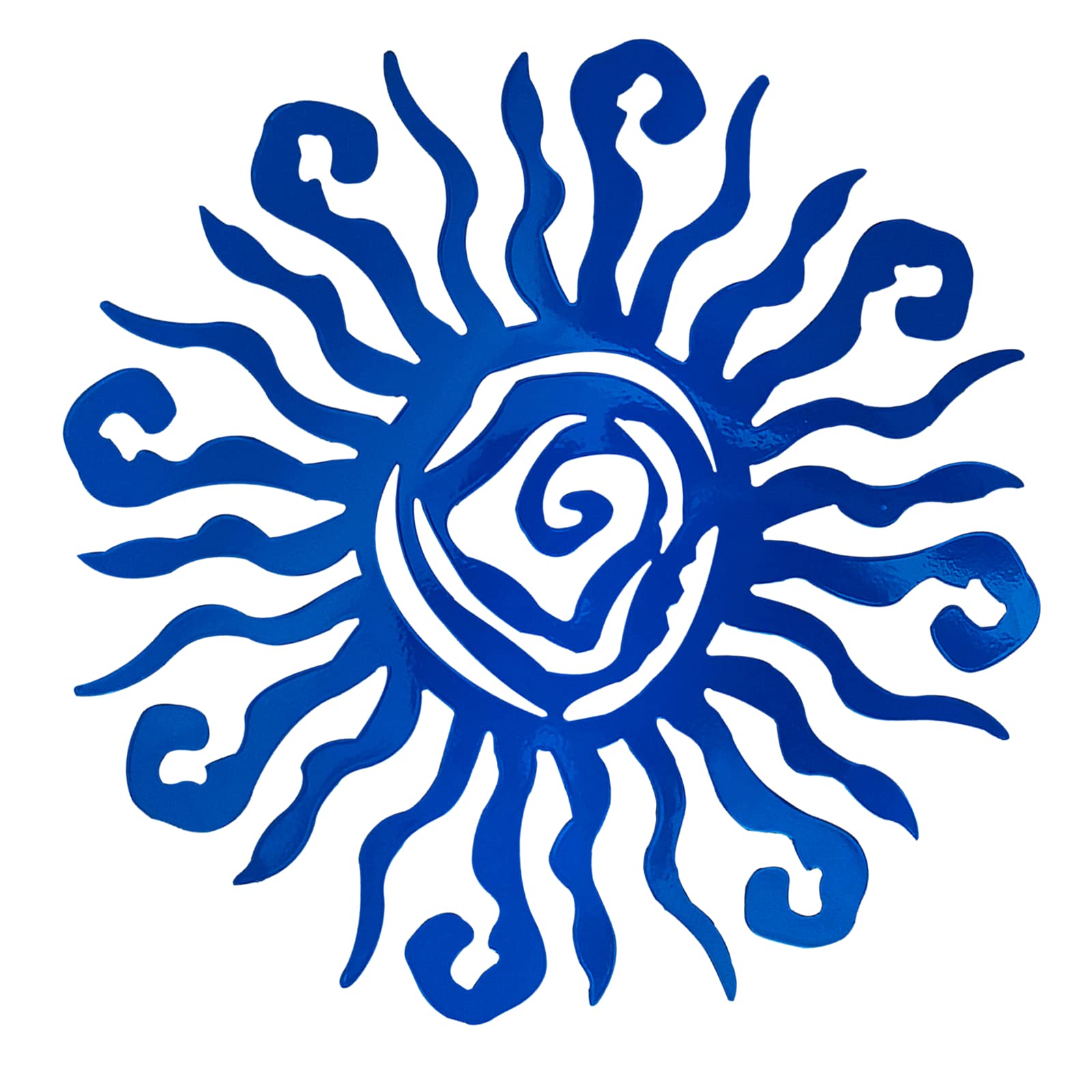 Kufika Wacky Sun Outdoor Metal Wall Art, 3D Metal Sun Wall Decor Hanging for Home Garden Patio Fence Decorations, 24" Blue