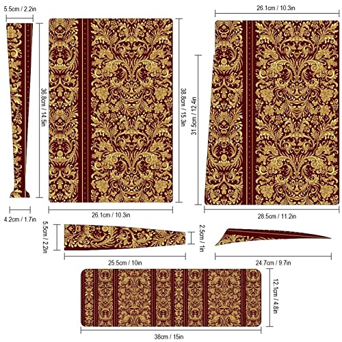 Baroque Golden Flower Full Protective Skin Cover Design Wrap Decal Sticker Compatible with PS5 Disk Version Console and Controller