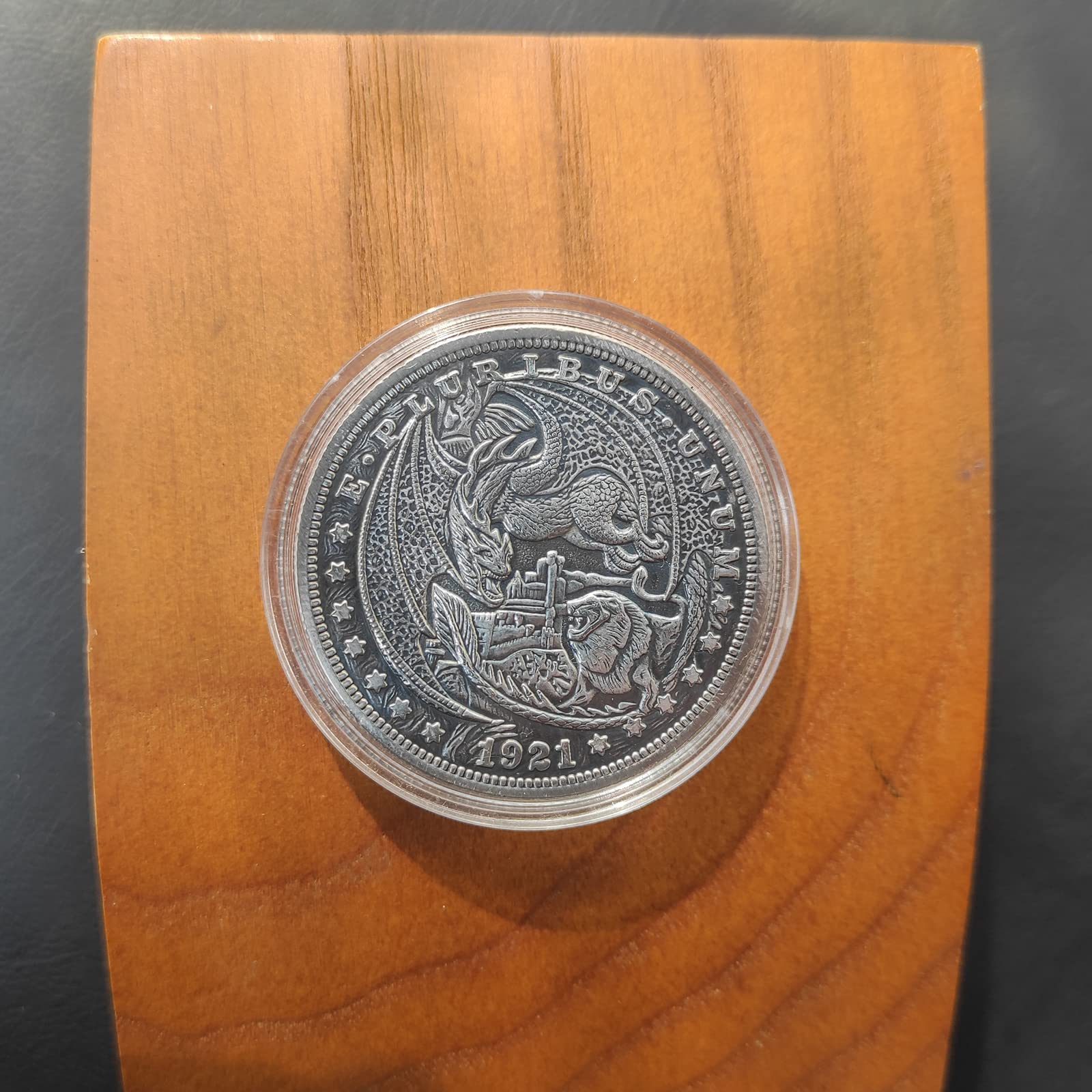 Dragon Lion Battle Antique Coin HOBO Nickel Antique Silver Plated collectionchallenge Coin