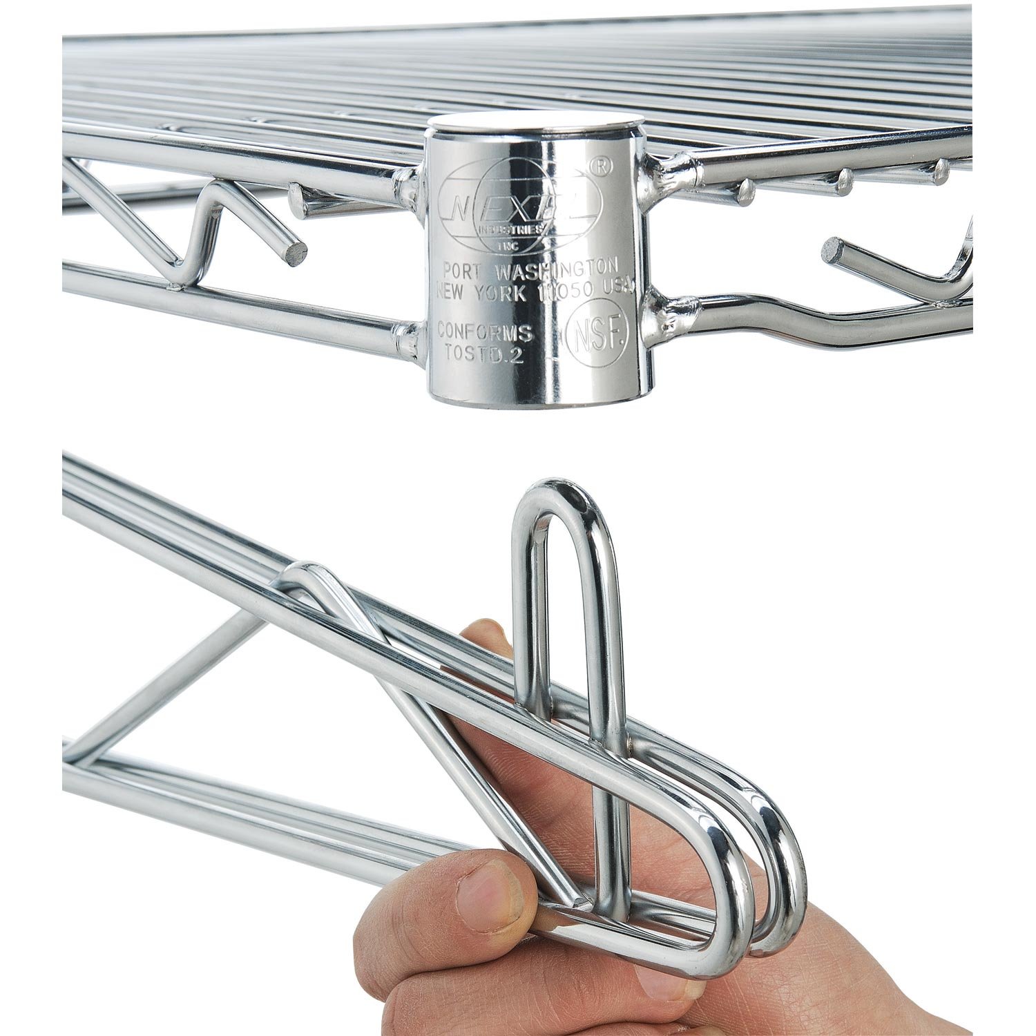 Nexel Commercial Wall Mount Coat Rack with Bar, 48"W x 24"D x 6"H, Durable Chrome Plated Steel Wire, 24 Hangers, 200lb Capacity, Chrome (GW36C)