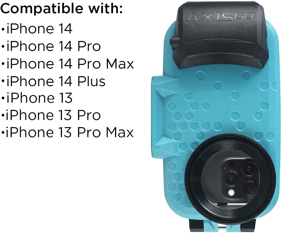 AquaTech AxisGO iPhone 14/13 Waterproof Phone Housing for Underwater Action Photography Snorkeling Surfing Travel Case - Tropical Teal