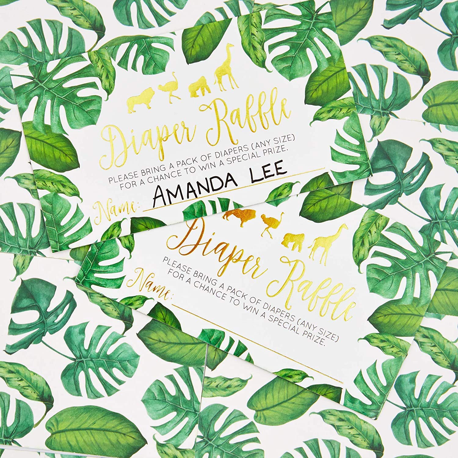 Sparkle and Bash Diaper Raffle Tickets for Baby Shower (60 Count) Jungle Safari