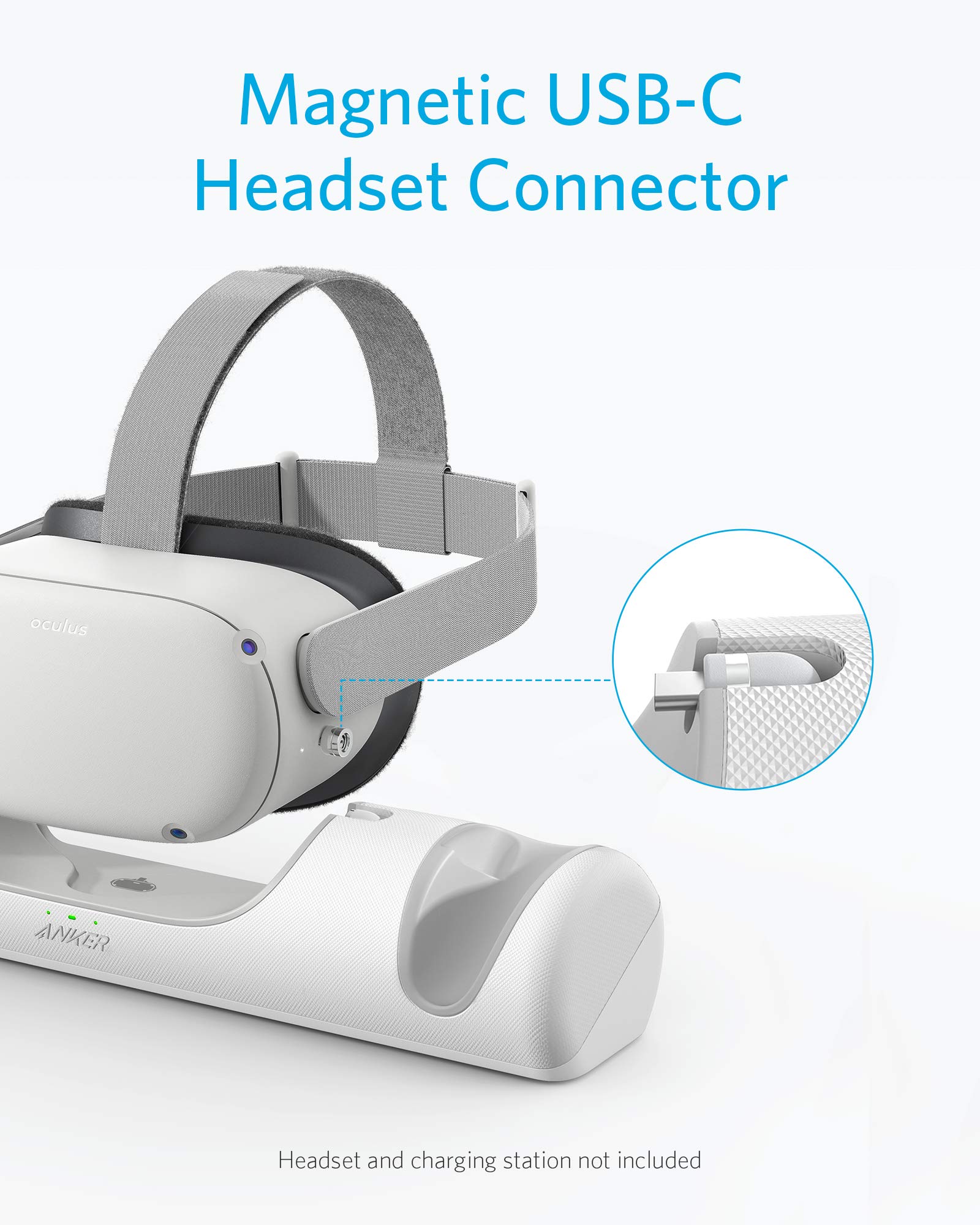 Anker Replacement Parts Kit for Anker Charging Dock for Oculus Quest 2, includes Rechargeable AA Batteries, Battery Charging Covers, and a Magnetic USB-C Headset Connector