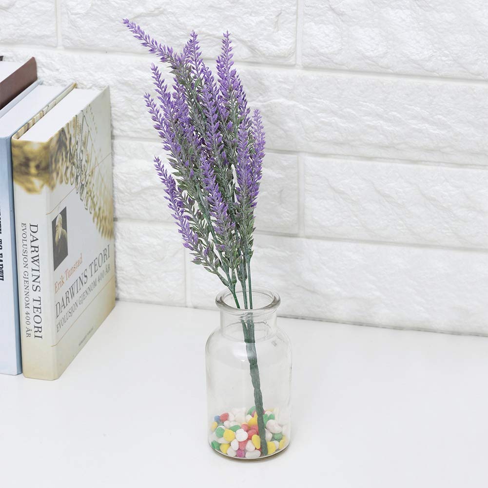 Tyenaza Artificial Lavender Flowers Plants, Faux Shrubs Plastic Plants for Home Garden Party Decor(Purple)