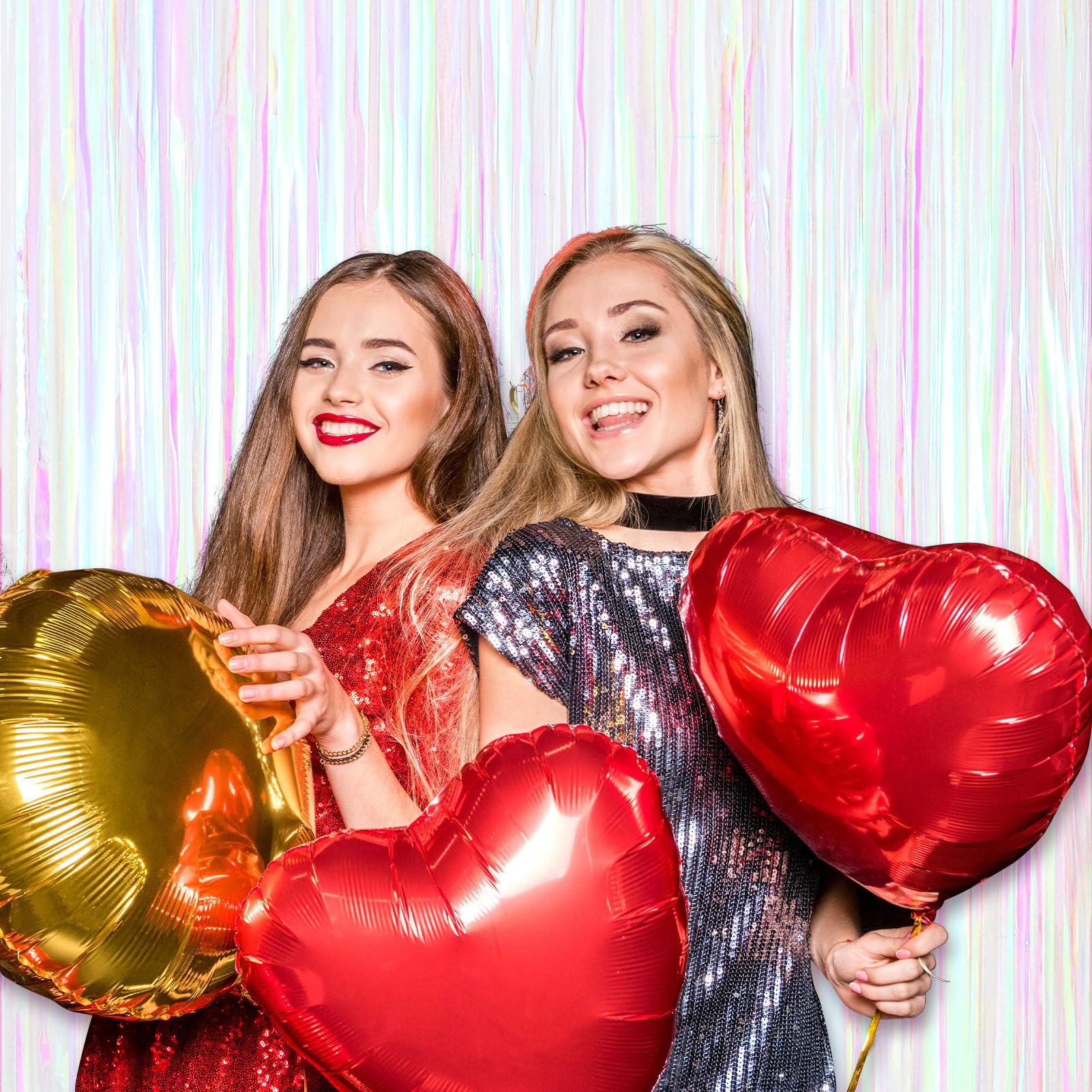 Merear Backdrop for Party Decorations, 3 Pack Foil Fringe Curtains Party Decor 8.2 * 3.3 FT Tinsel Streamers Birthday Party Decorations Photo Fringe Backdrop for Party, Graduation