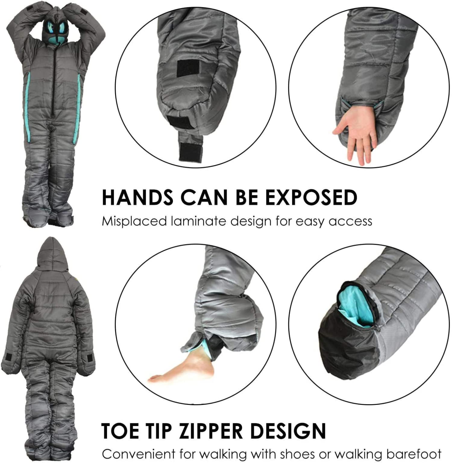 Alien Sleeping Bag,Adult Wearable Sleeping Bag with Arm Legs for Camping, Hiking, Outdoors, Backpacking, Trips, Traveling Sleeping Bags for Adults,Unisex Sleeping Bag (M)