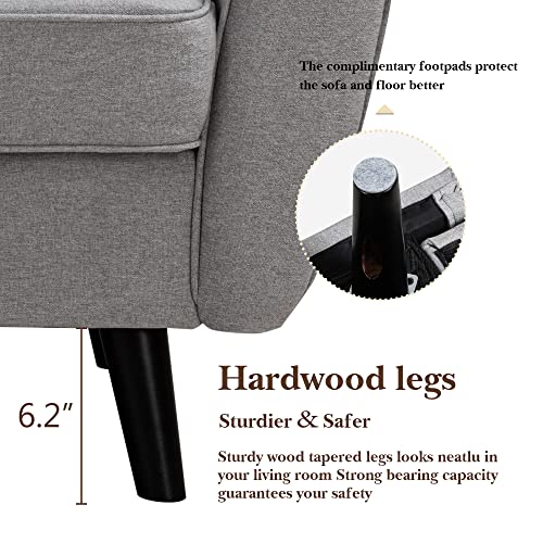 Shintenchi 63" Modern Fabric Loveseat Sofa Couch for Living Room Upholstered 2-Seat Low Back Deep Seat with 4 Pillows Furniture for Bedroom, Office,Studio Easy Assembly Light Grey