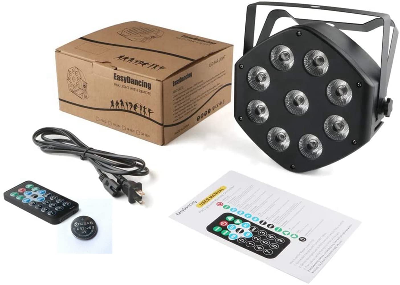 EasyDancing Theatrical Stage Lighting Apparatus Par Light RGBW 9x10W LED Uplighting 8 Channels with Remote DMX for Wedding Event Party Festival DJ Church (4pcs)