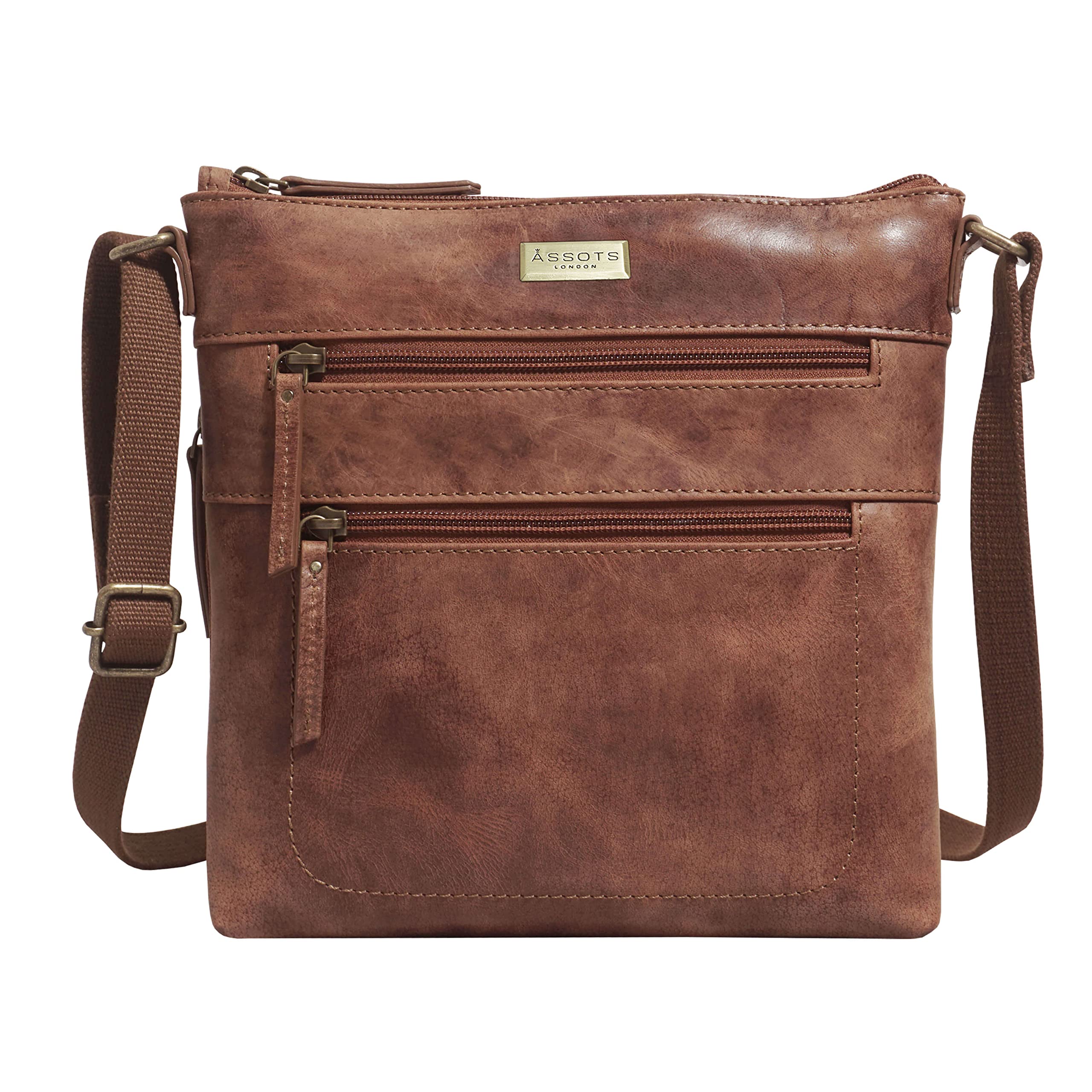 ASSOTS Crossbody Bags for Women – Real Leather Purses with RFID Protection, Multiple Pockets and Adjustable Strap