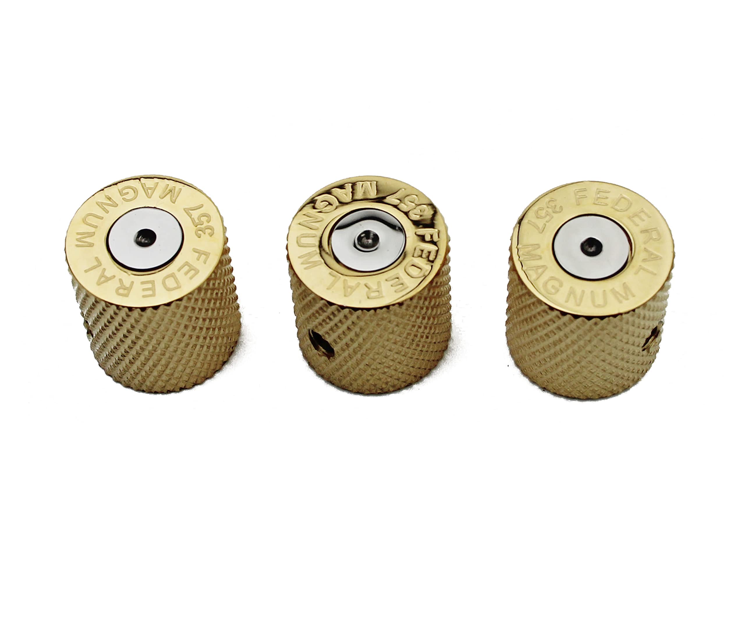 Guyker Guitar Knobs with 6mm Dia. Shaft Pots - Brass Bullet Case Style Tone and Volume Control Potentiometer Knob Replacement for Precision Electric Guitar or Bass (3 Piece, Golden)