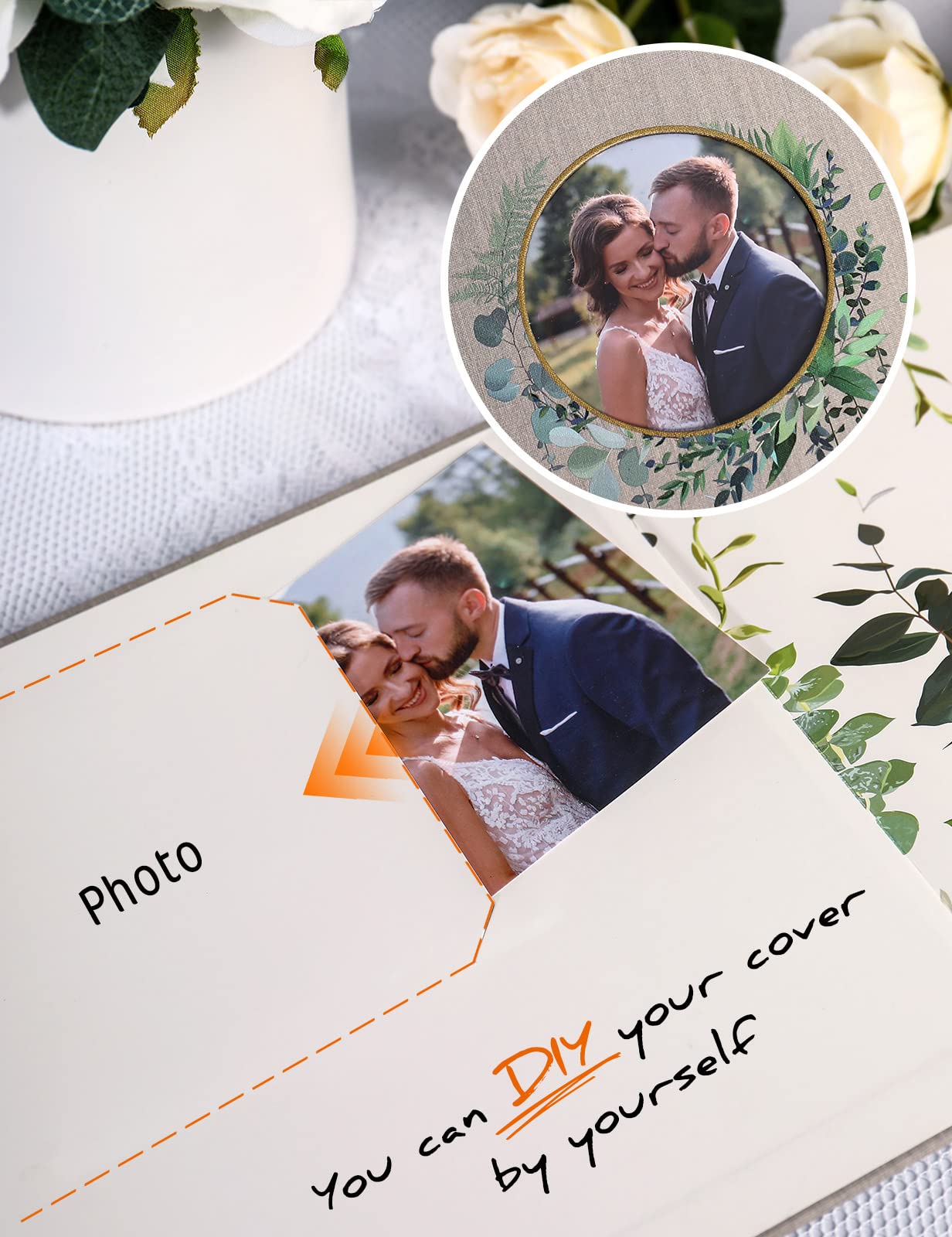 Wedding Guest Book,Guest Book Weddings Reception,Polaroid Guest Book for Wedding 100 Pages Paper Hardcover 8" x 10" for Wedding Gift with Pen, Photo Corner