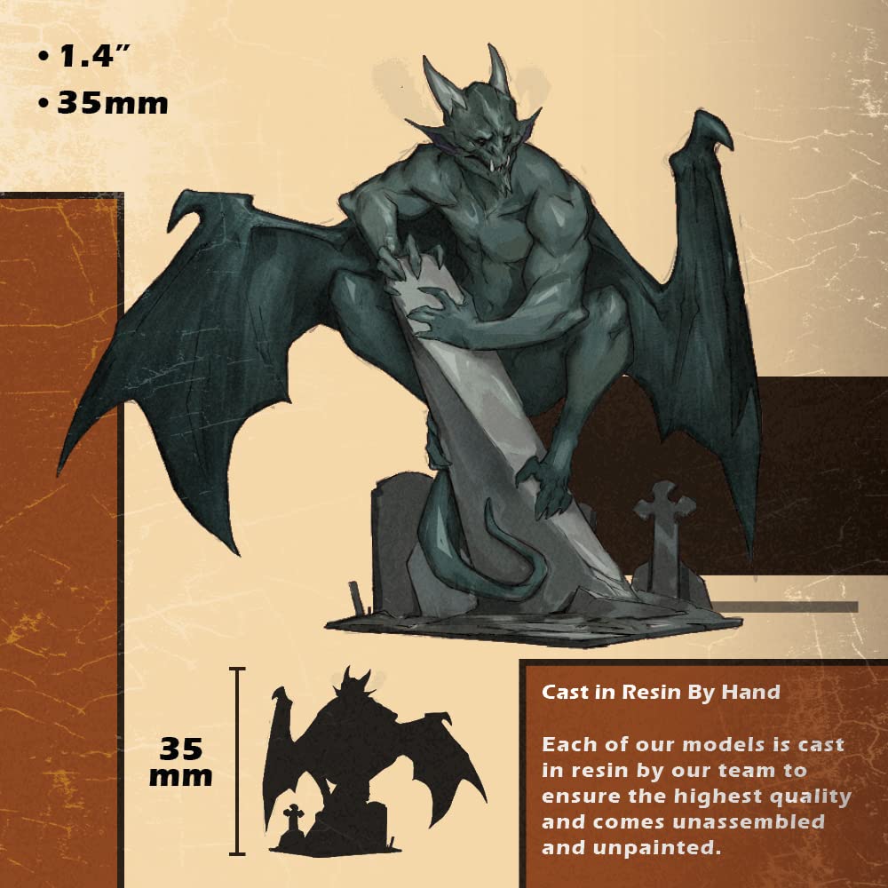 DUNGEON CRAFT Unpainted Miniatures, Compatible with DND, RPG, Tabletop Games, Roleplaying Figures for Your Next Dungeons & Dragons Quest, Mini Gaming Action Figures (The Shadewood Gargoyle)