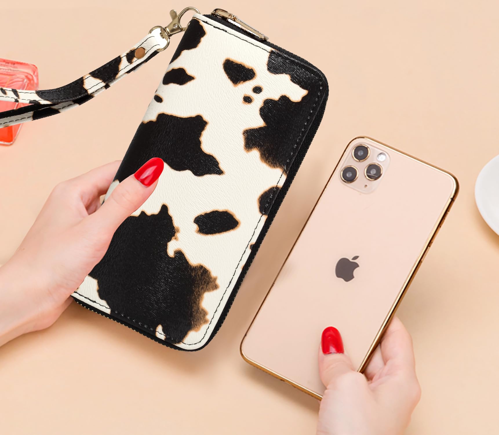 Fanwill Leopard Print Wallet For Women Cheetah Wristlet Purse Zip Around Card Holder(leopard 1)