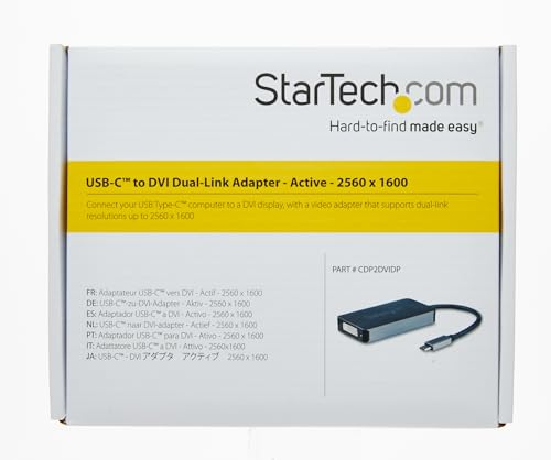 StarTech.com USB 3.1 Type-C to Dual Link DVI-I Adapter - Digital Only - 2560 x 1600 - Active USB-C to DVI Video Adapter Converter (CDP2DVIDP), Space Gray