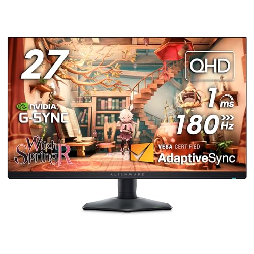 Alienware AW2724DM Gaming Monitor - 27" QHD 180Hz w Overclock, AMD FreeSync Premium Pro, NVIDIA G-SYNC, VESA Display - Black,Black/Silver