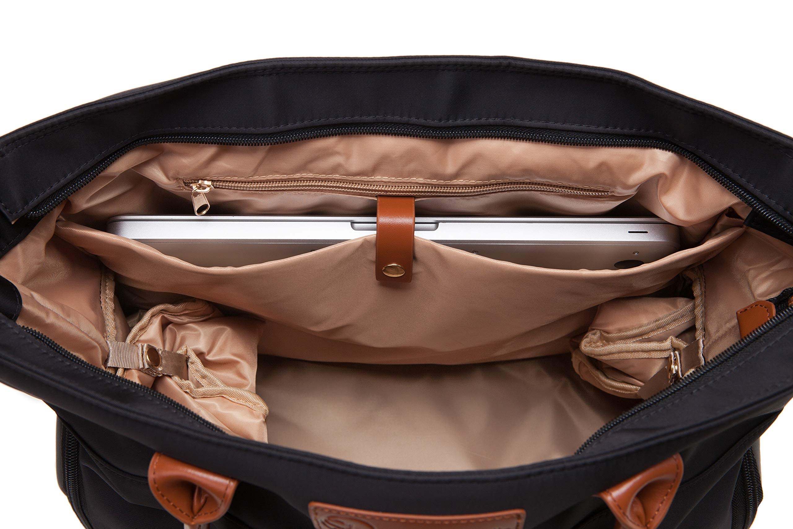 Sarah Wells Abby Breast Pump Bag with Real Leather Straps (Black)