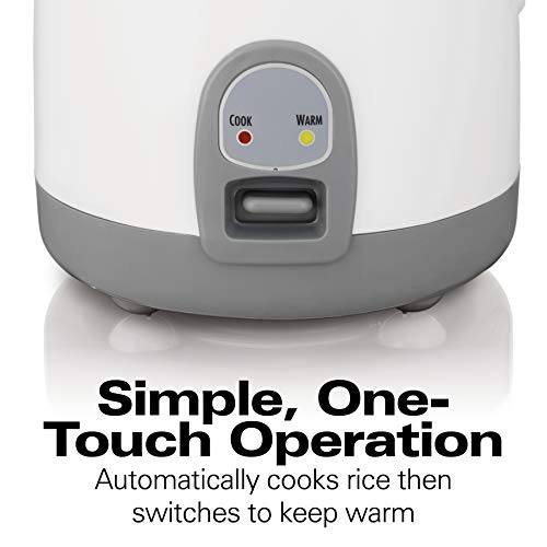 Hamilton Beach Mini Rice Cooker & Food Steamer, 8 Cups Cooked (4 Uncooked), With Steam & Rinse Basket, White (37508)