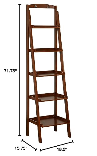 Coaster Furniture 5-Shelf Ladder Bookcase Solid Wood Frame Cherry 18.5" W x 15.75" D x 71.75" H 804369