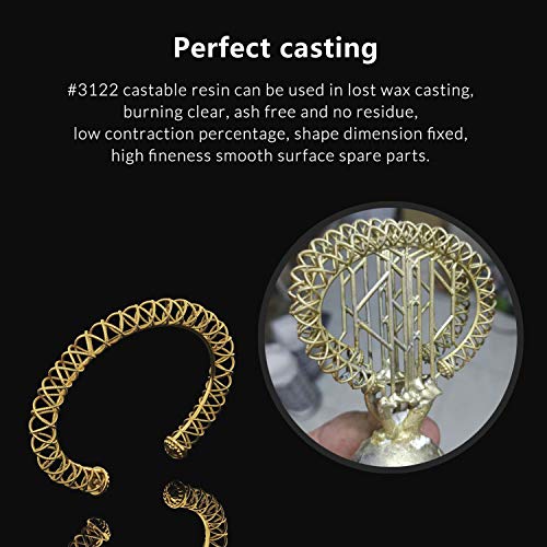 IFUN Jewelry Casting Resin for LCD 3D Printer Lost Wax Dental Casting UV-Curing Resin 405nm-Easy to Print- High Resolution Photosensitive Castable Resin Liquid- Bright Green 500ml