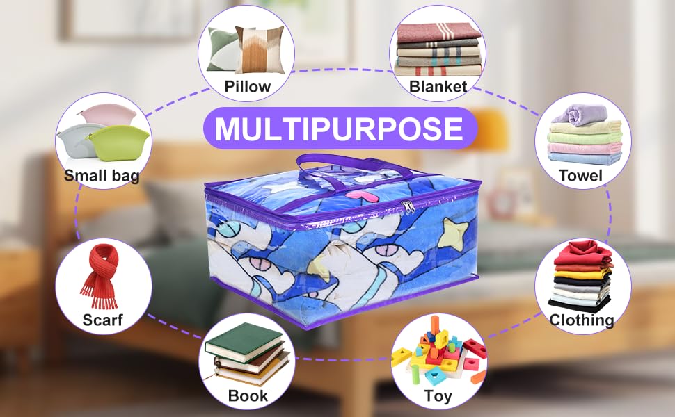 Budding Joy 6 Pack Clear Zippered Storage Bags for Clothes,40L Closet Organizers and Storage Containers Vinyl Moving Bag for Bedding, Linen, Blankets, Comforters, Clothing & Toys