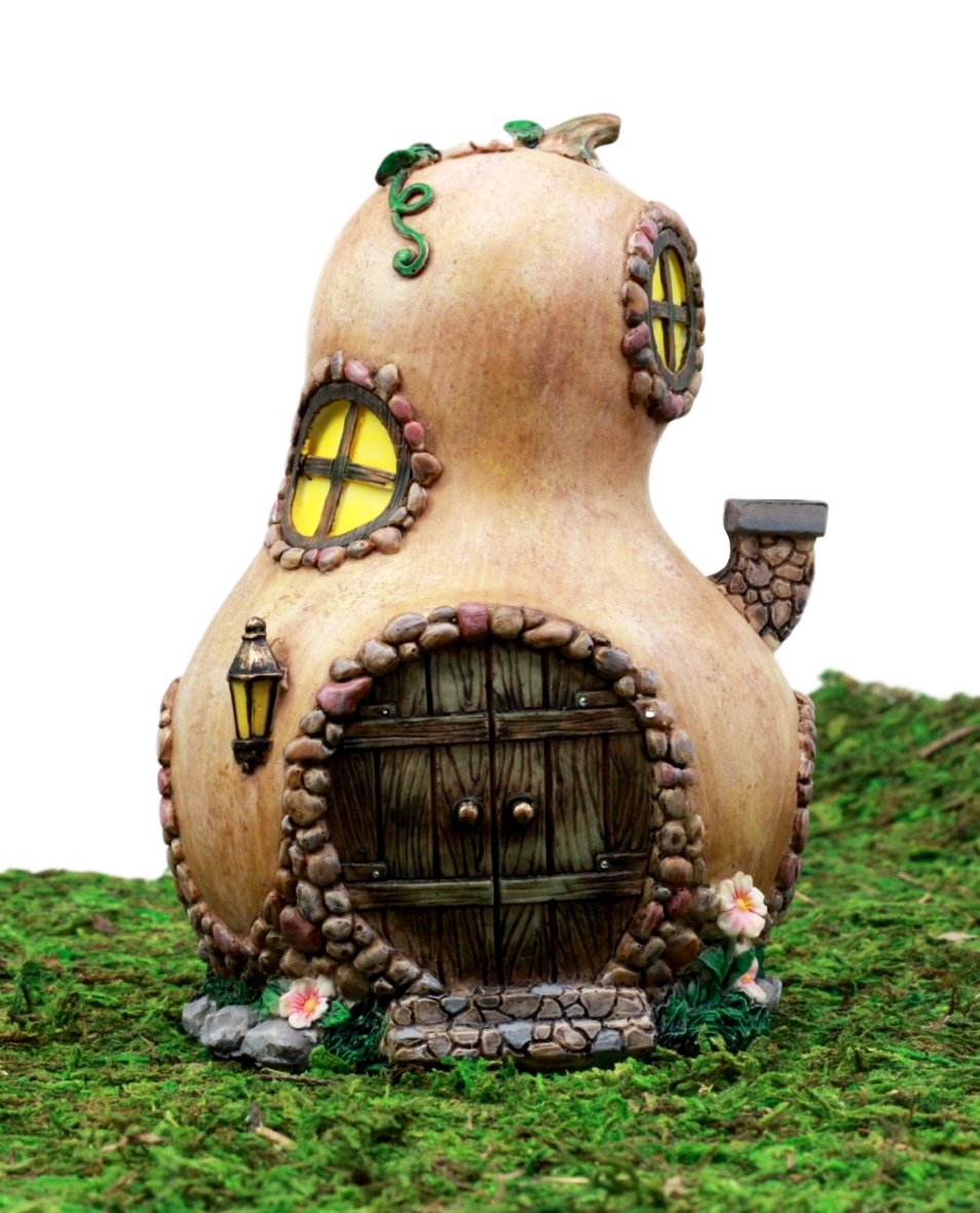 Ebros Gift Enchanted Fairy Garden Miniature Halloween Gourd Cottage House Figurine 6.25" H Do It Yourself Ideas for Your Home