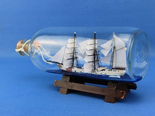 Hampton Nautical United States Coast Guard USCG Eagle Model Ship in A Glass Bottle, 9" , White,96 months to 600 months