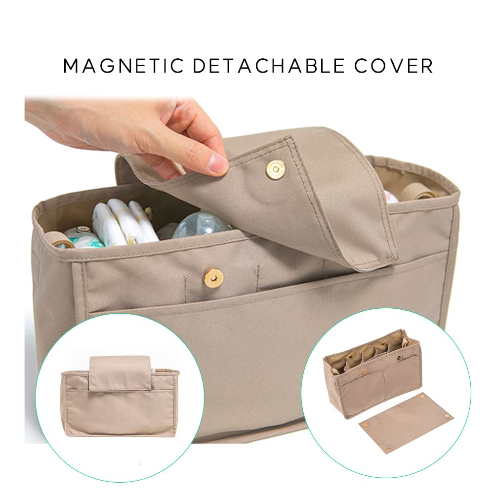 enreve Purse Organizer Insert, Bag Handbag Tote Organizer, Diaper bag, Bag in Bag for Longchamp and More (BLACK)