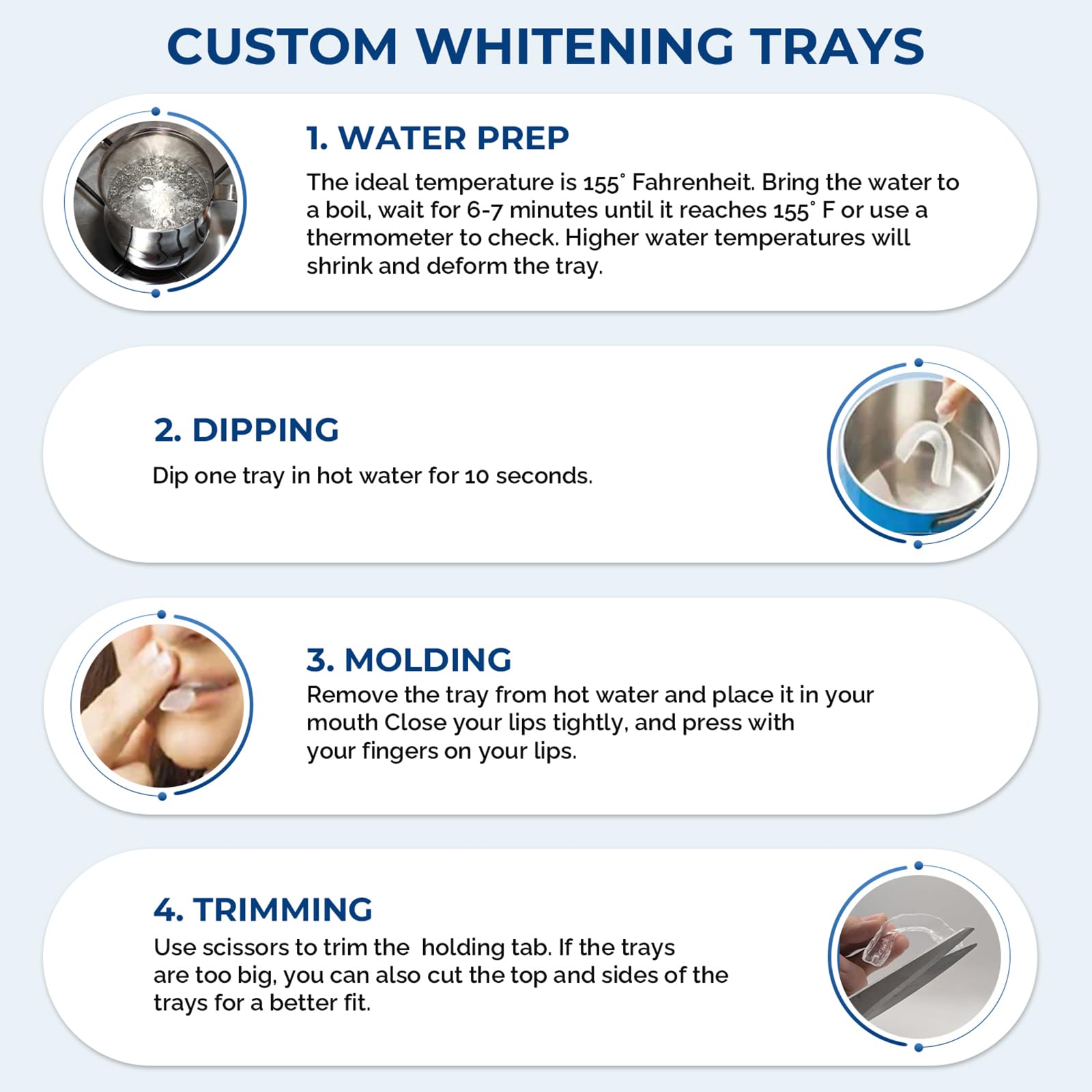 Teeth Whitening Trays Moldable 4 Dental Trays 2 Retainer Case Teeth Trays for Tooth Whitening Gel Compatible with Opalescence Teeth Whitening Gel